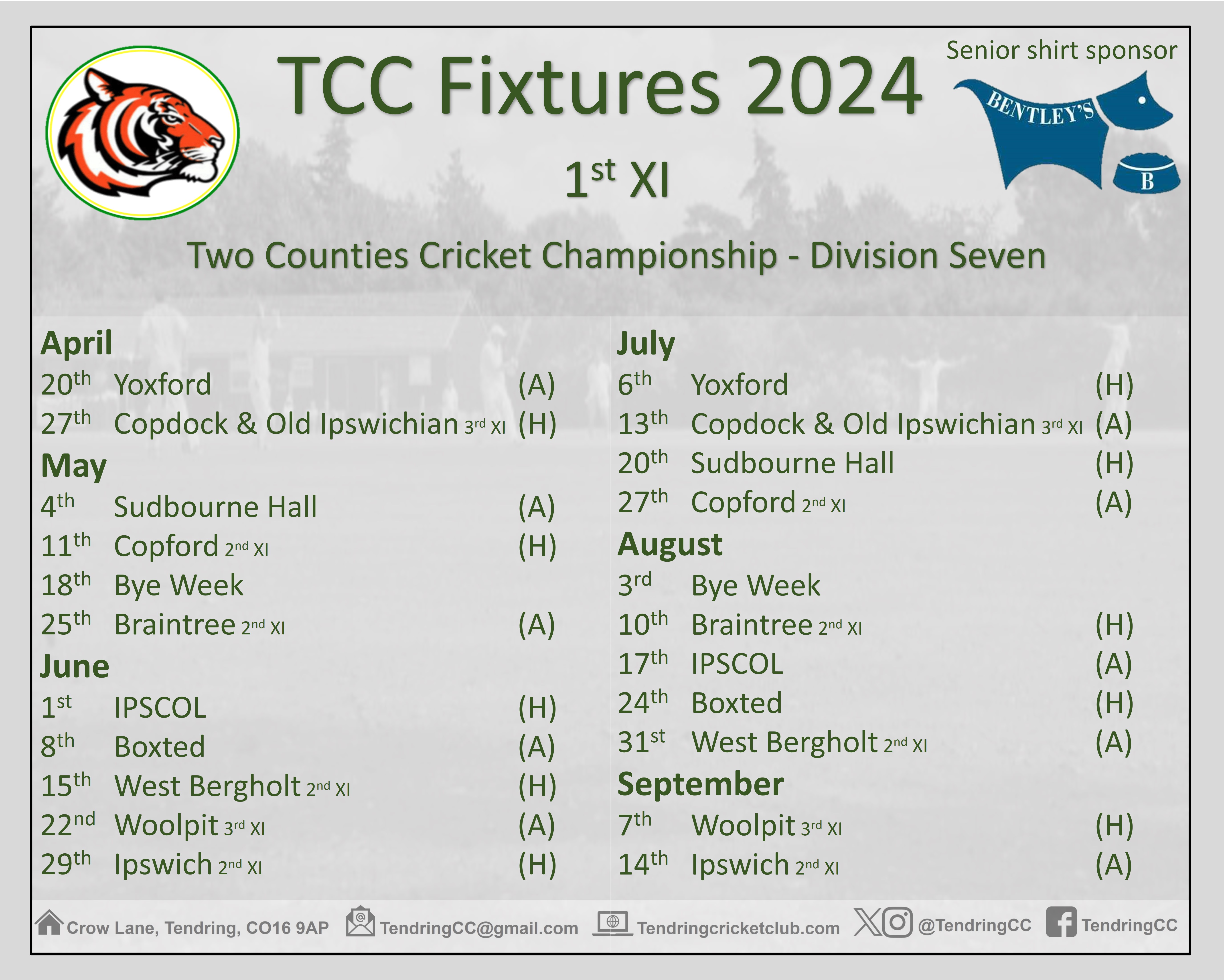 1st XI Fixtures – Tendring Cricket Club